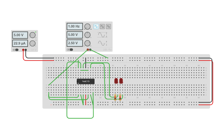 Circuit design 2 bit synchronous up counter B119005 - Tinkercad