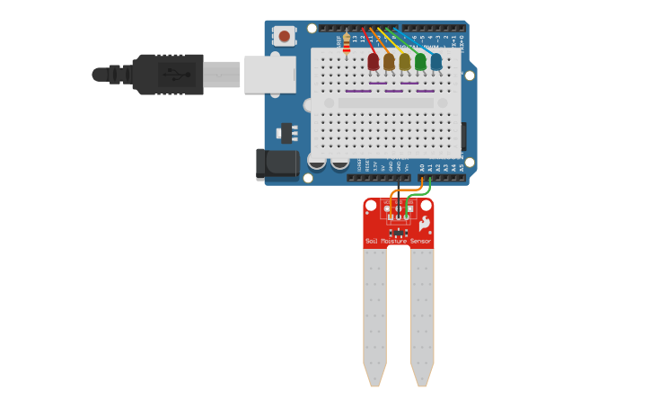Circuit design Soil Moisture Sensor with LCD Senser | Tinkercad