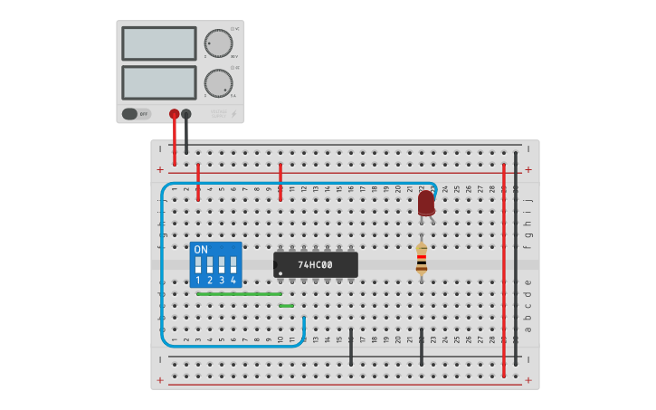 Circuit design REALIZATION OF NOT GATE USING NAND GATE | Tinkercad