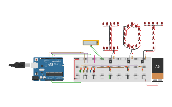 Circuit design secuenciador | Tinkercad