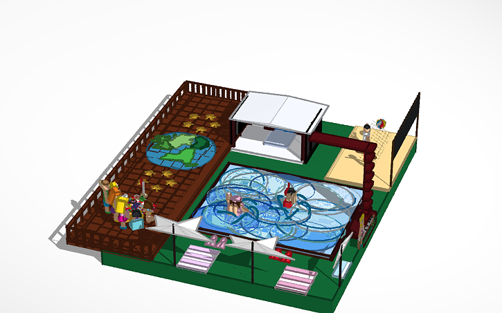 3D design Poolside Backyard - Tinkercad