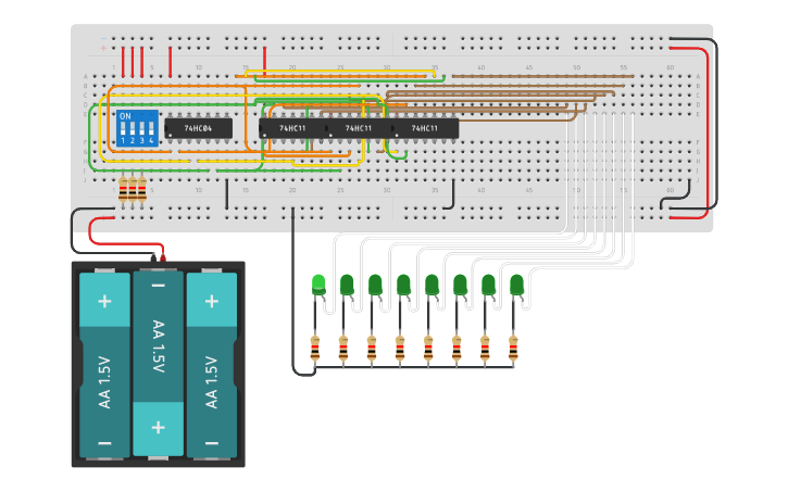 Circuit design Decoder-Sem9 - Tinkercad