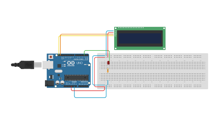 Circuit design I2C LCD display Blinking - Tinkercad