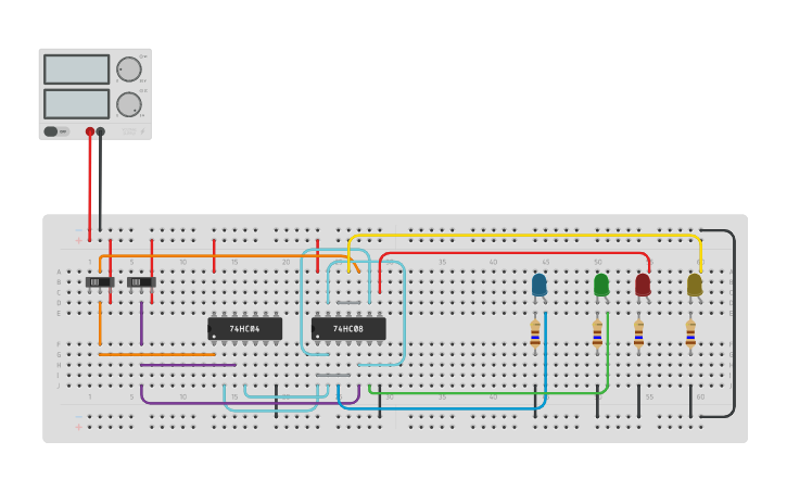 Circuit design 2-4 DECODER - Tinkercad