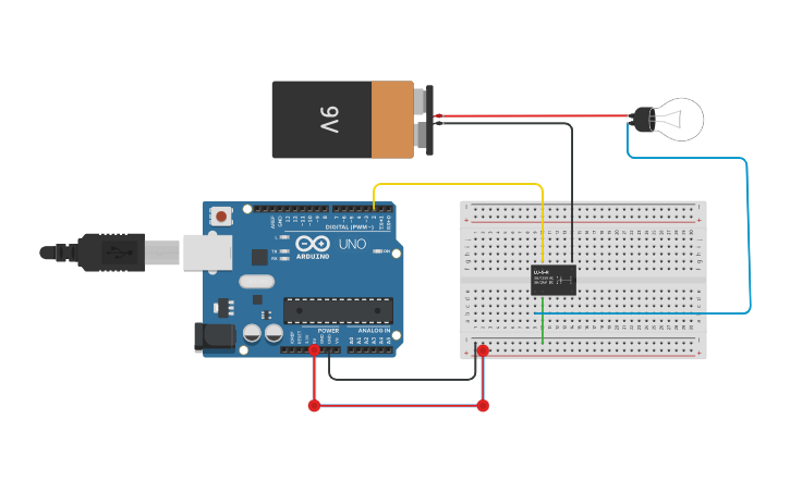 Circuit design Controlling a bulb using MicroController and Relay - Tinkercad
