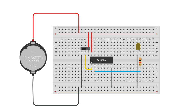Circuit design NOT GATE - Tinkercad
