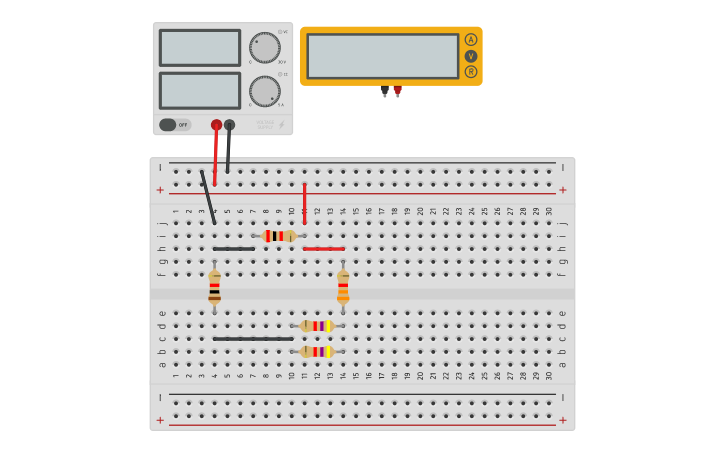 Circuit design Ejercicio 2 Analisis de Circuitos - Tinkercad