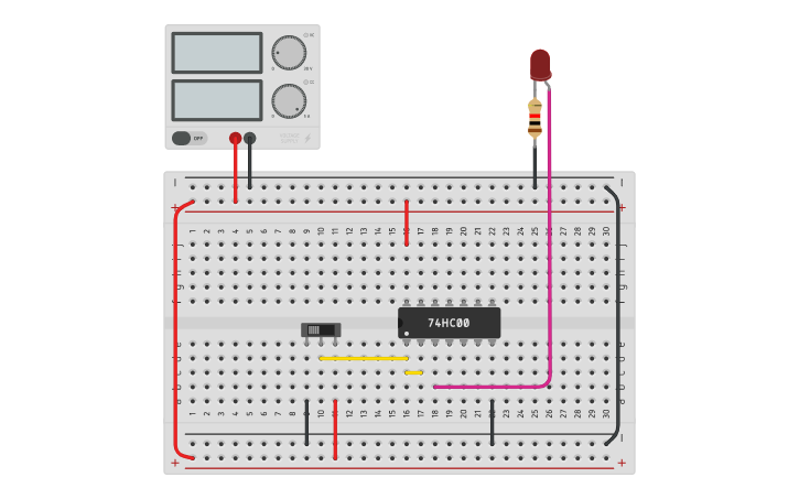 Circuit design NOT GATE USING NAND GATE - Tinkercad