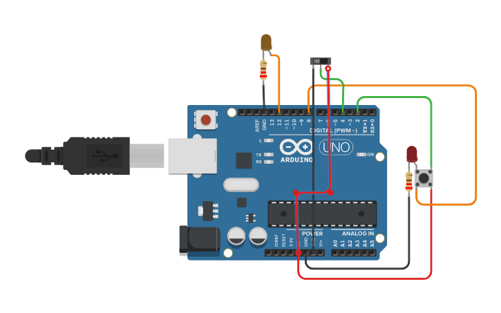 Circuit design LED with switch - Tinkercad