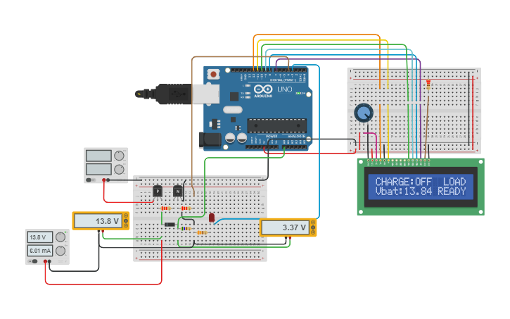 Circuit design PV Charge Controller - Tinkercad