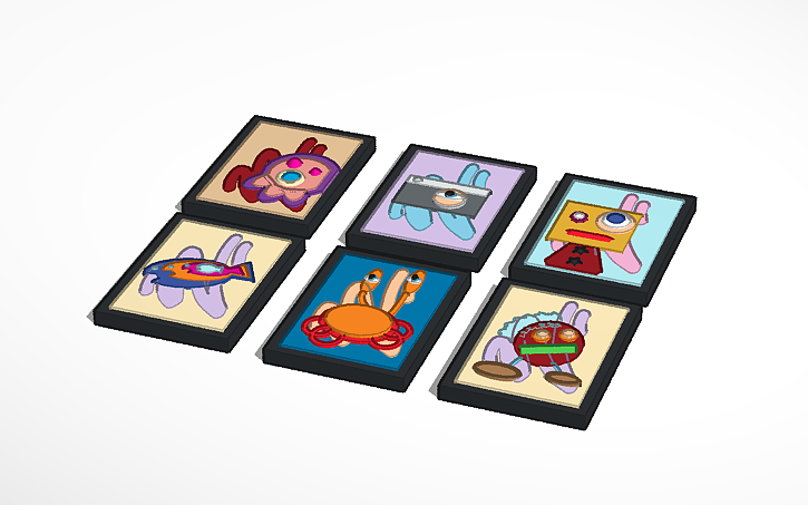 3D design 6 paintings - Tinkercad