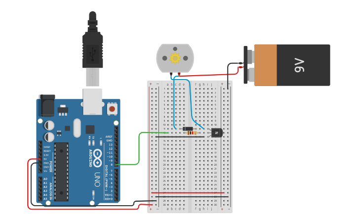 Circuit design dc motor iot - Tinkercad