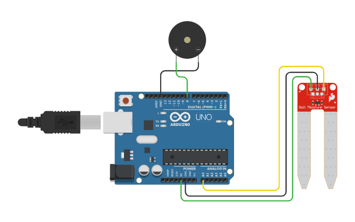 Circuit design 3.Give alert(many level buzzer) using Soil Moisture ...
