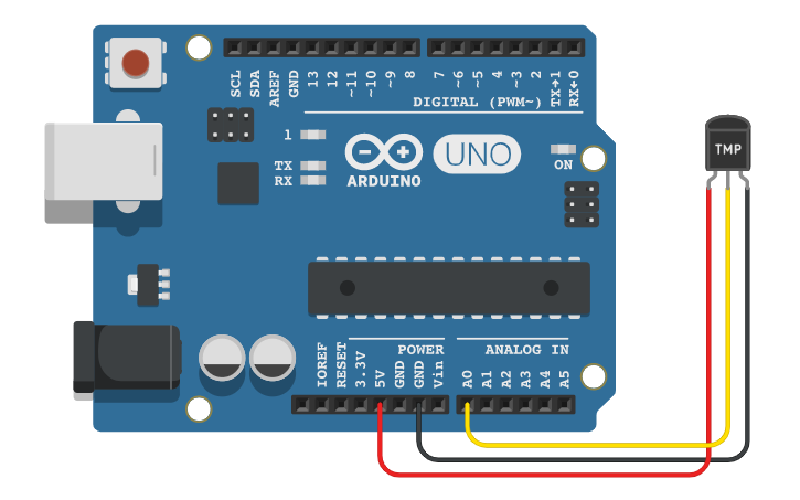 Circuit design Les tableaux - capteur de temperature - Tinkercad