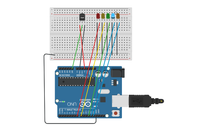 Circuit design TMP-36 - Tinkercad