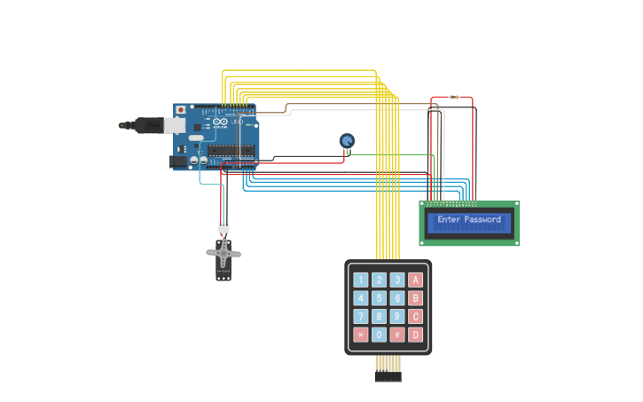 Circuit design Assignment-2 (Password protected door) - Tinkercad