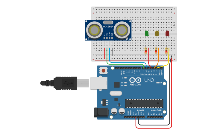 Circuit design Train crossing system - Tinkercad