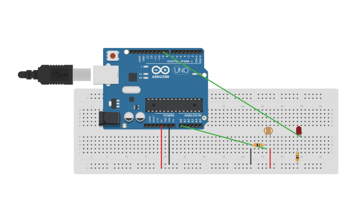 Circuit design Uso Photoresistor | Tinkercad