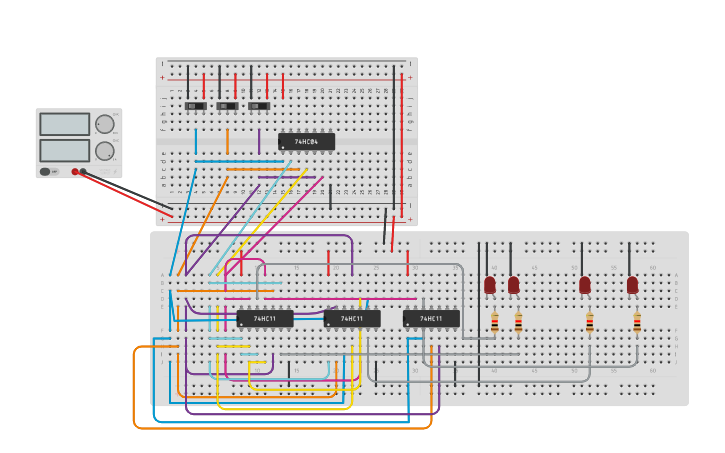 Circuit design 3to8 decoder - Tinkercad
