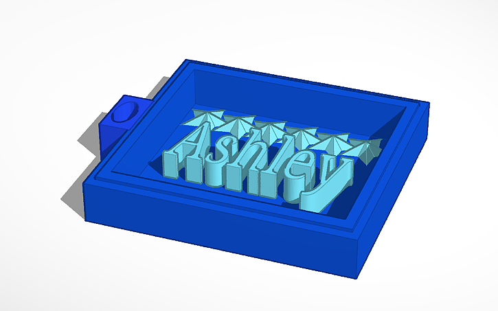3D design Box Name Keychain | Tinkercad