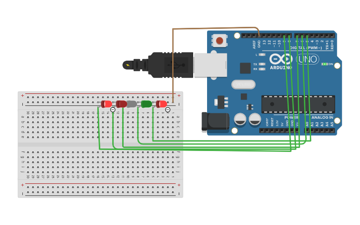Circuit design FAST LED BLINKING LED CHASER - Tinkercad