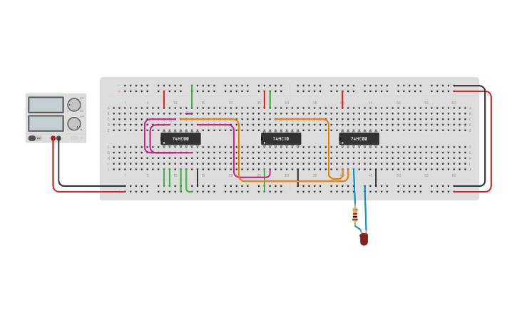 Circuit design Nand Implementation - Tinkercad