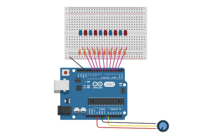 Circuit design Act. 6 Bar Graph | Tinkercad