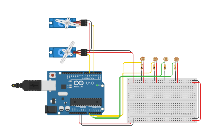 Circuit design Dual Axis Solar Tracker - Tinkercad
