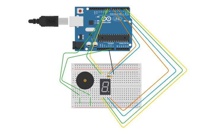 Circuit design DISPLAY 7 LED - Tinkercad