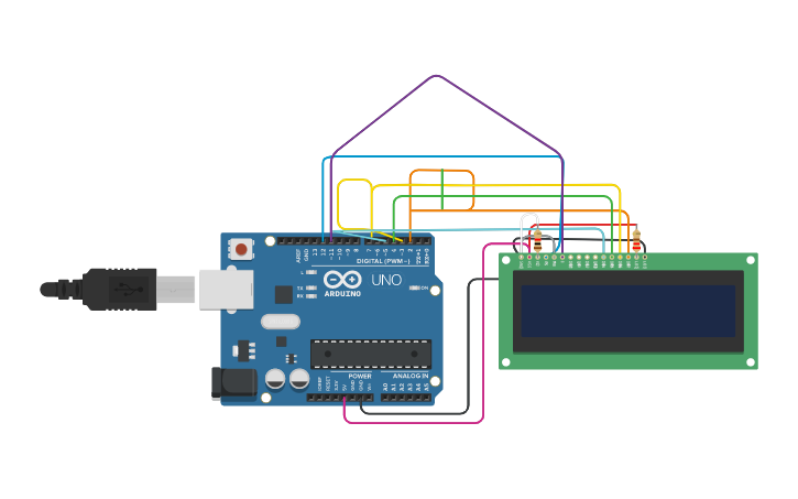 Circuit design LCD Display using Arduino - Corona_10-Faraday - Tinkercad