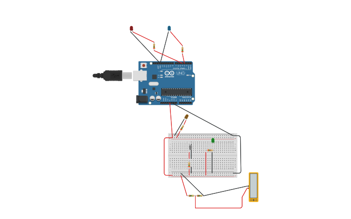 Circuit design UNO LEDS - Tinkercad