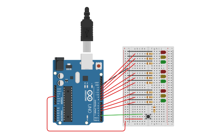 Circuit design Stop Light_Act2 - Tinkercad