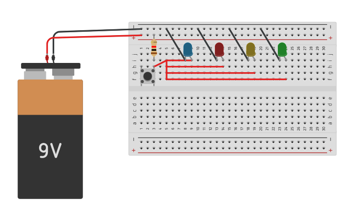 Circuit design CIRCUITO EN PARALELO CON RESISTENCIA Y LEDS - Tinkercad