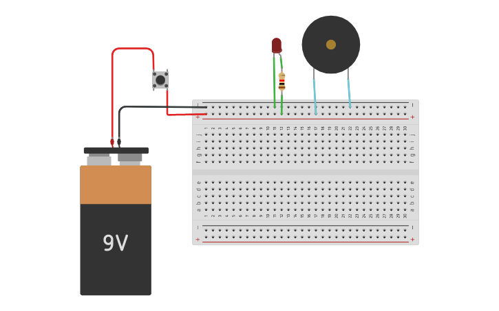 Circuit design PUSH BUTTON: LED ,BUZZER - Tinkercad Circuit design PUSH BUTTON: LED ,BUZZER - Tinkercad
