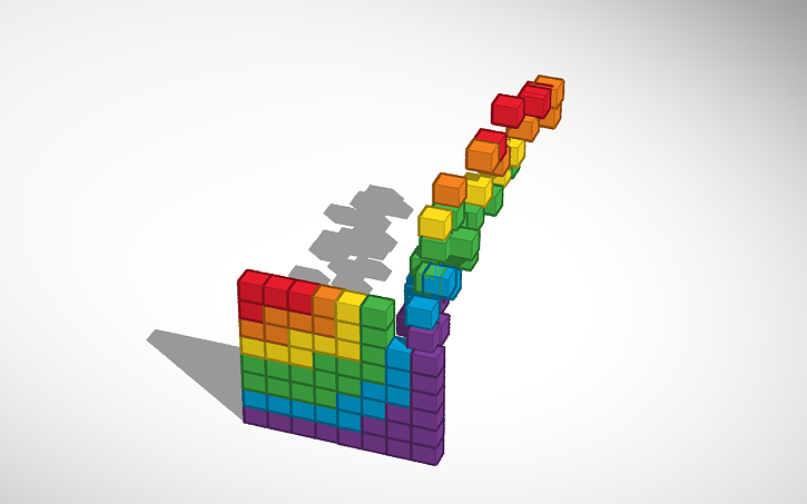 3D design dissolving pixel rainbow | Tinkercad