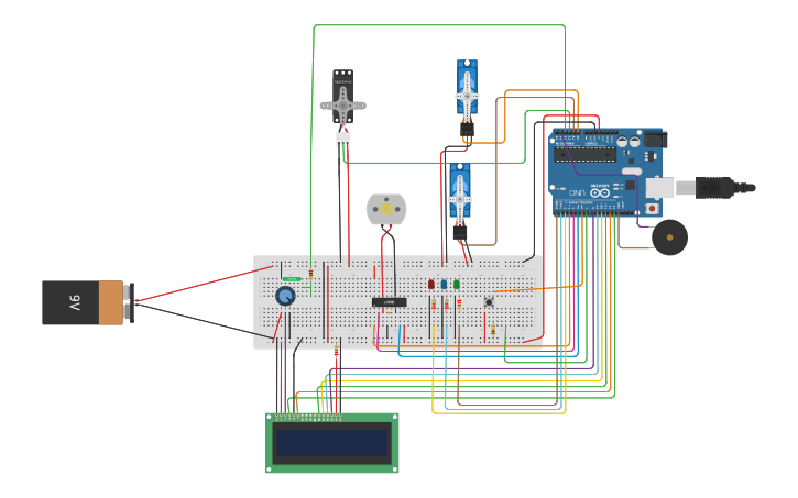 Circuit design proyecto maquina de lavar - Tinkercad