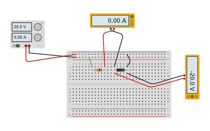 Circuit design Diode Experiment 01 - Tinkercad