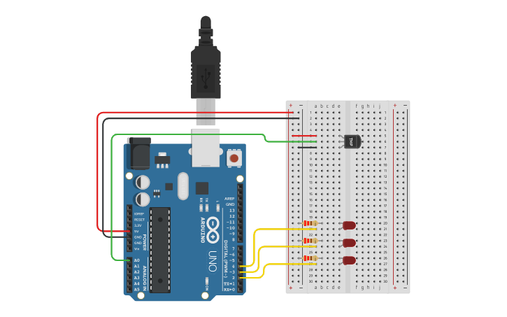 Circuit design Arduino Project 3 - Love o Meter by Khai Tran | Tinkercad