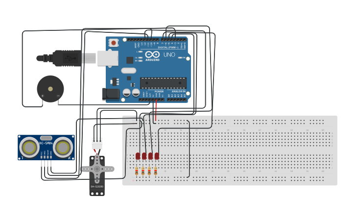 Circuit design Radar System - Tinkercad