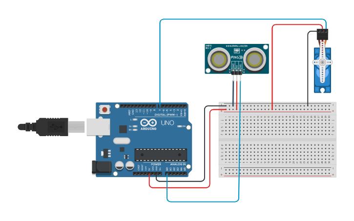 Circuit design วงจรถังขยะอัตโนมัติ - Tinkercad