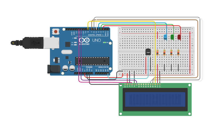 Circuit design TMP AND LCD | Tinkercad