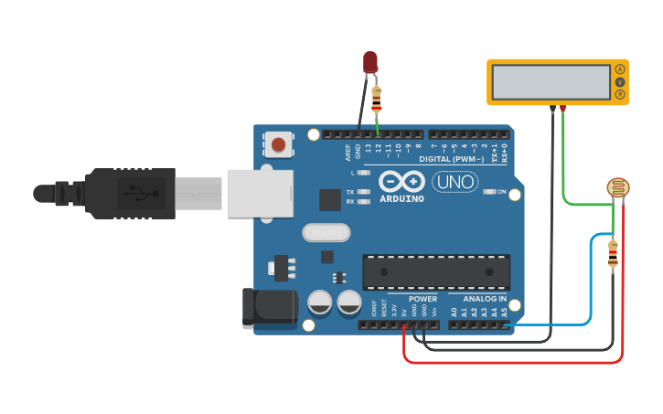 Circuit design L09 Photoresistor based decision making - Tinkercad