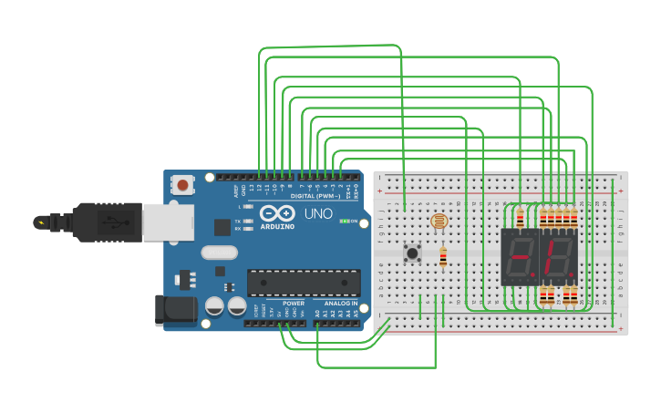 Circuit design led 7 doan - Tinkercad