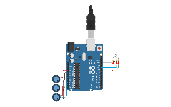 Circuit design Copy of EXERCÍCIO 2: SAÍDAS ANALÓGICAS por PWM | Tinkercad