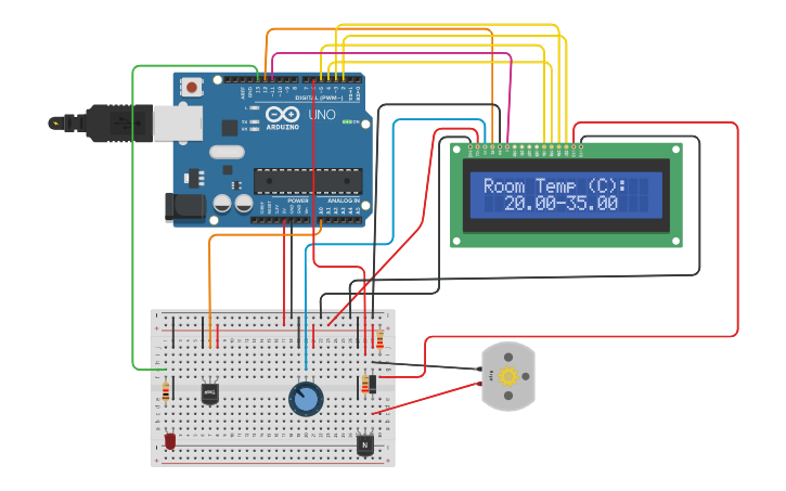 Circuit design Automatic room temperature controller - Tinkercad