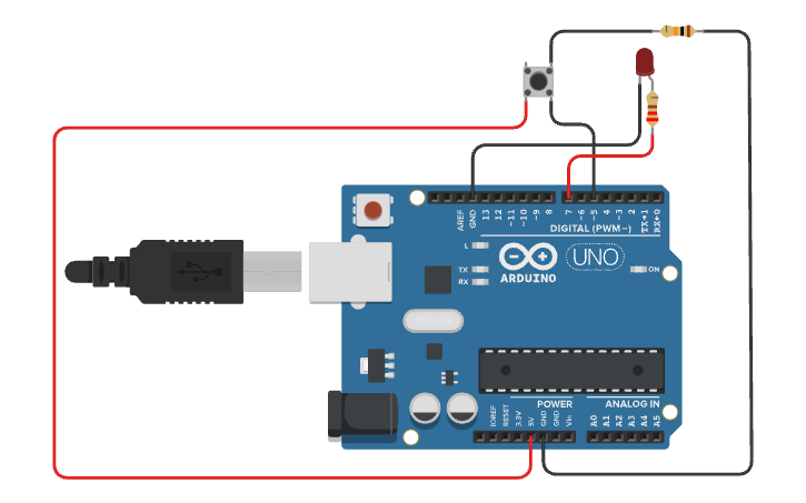 Circuit design Digital Input Button Pull Down Resistor - Tinkercad