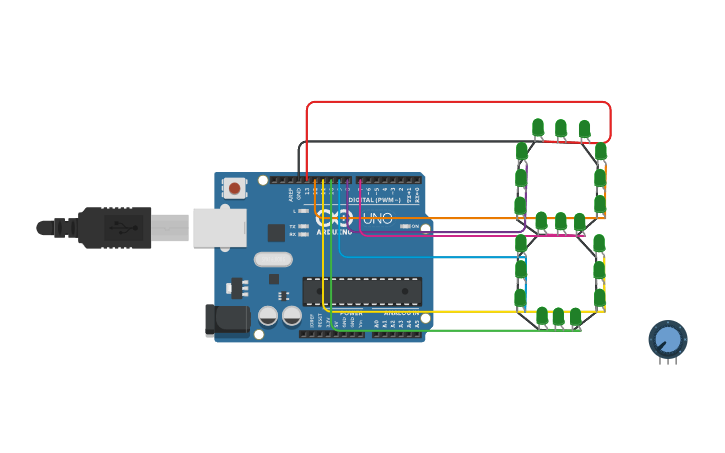 Circuit design LED COUNTER - Tinkercad