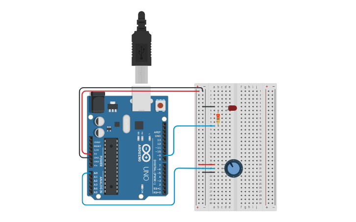 Circuit design Potentiometer Circuit - Tinkercad