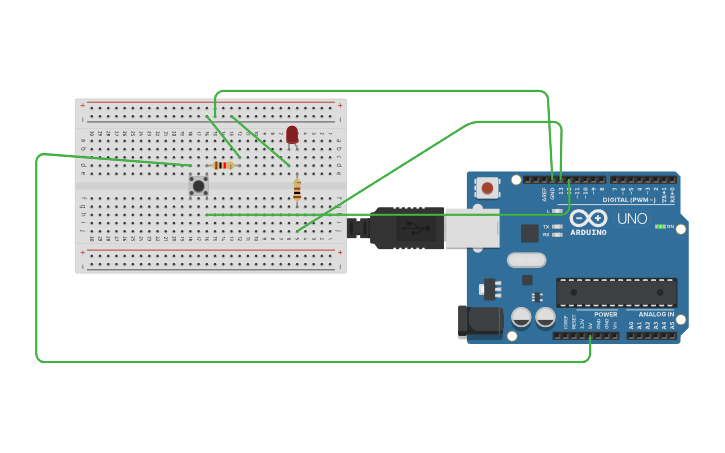 Circuit design led switch button - Tinkercad