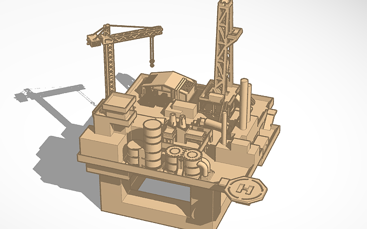 3D design Storm Sea- Oil Rig - Tinkercad
